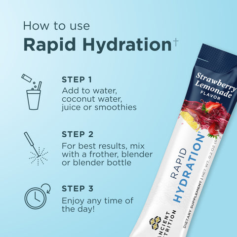 Rapid Hydration Powder Strawberry Lemonade Flavor 5-Pack Sticks